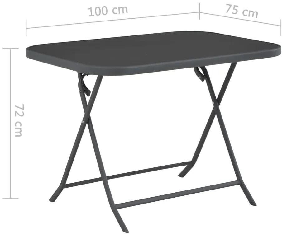 Skládací zahradní stůl šedý 100 x 75 x 72 cm sklo a ocel
