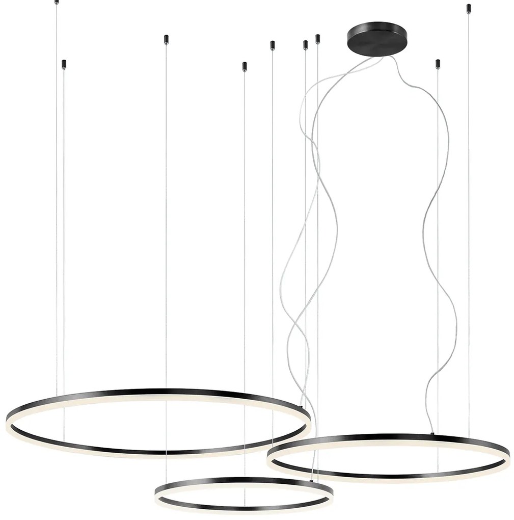 Redo 01-1954 závěsné LED stmívatelné svítidlo Orbit pískově černá, 40,5W + 55W + 68W, 3000K, ø80, ø60, ø100cm