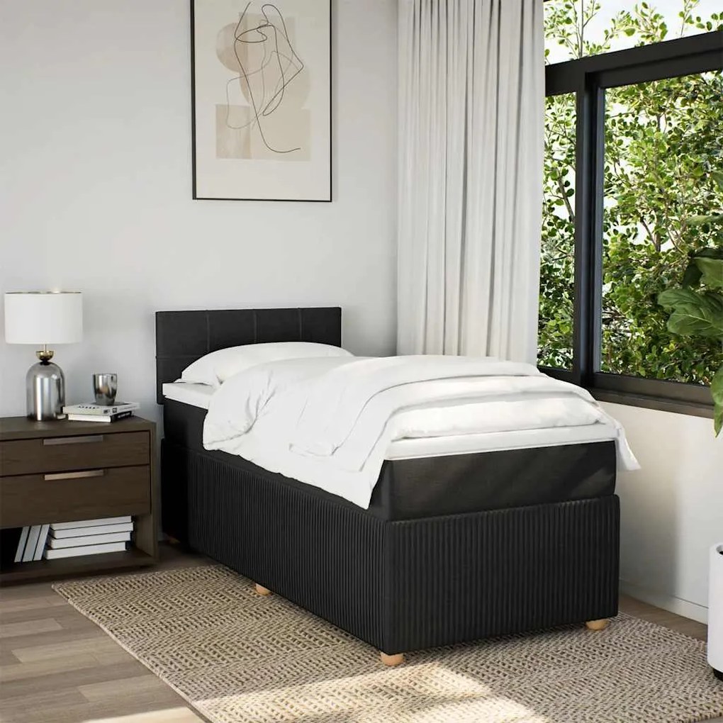Box spring postel s matrací černá 100 x 200 cm textil 3287369
