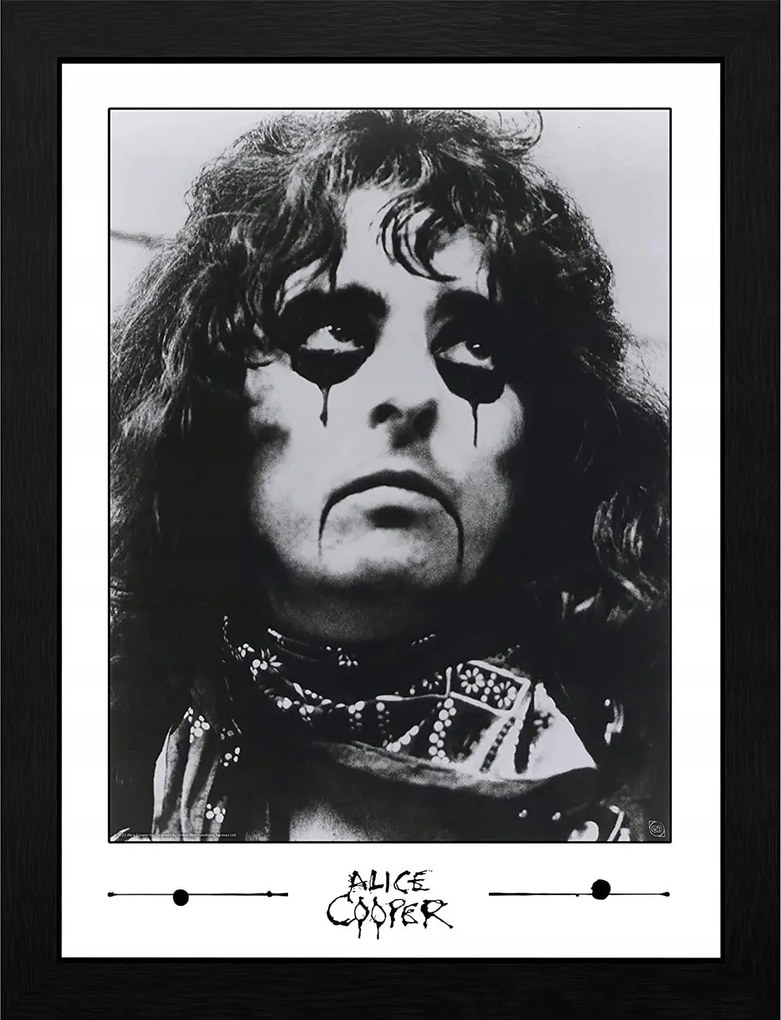 Alice Cooper Rámovaný Tisk Černobílá Fotografie