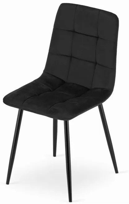 Set dvou jídelních židlí KARA samet černá (černé nohy)