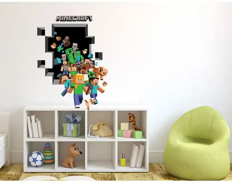 Živá Zeď Samolepka na zeď Minecraft díra | BIANO