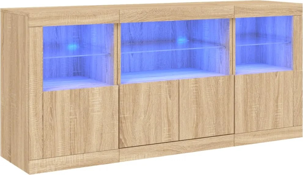 Příborník s LED osvětlením dub sonoma 142,5 x 37 x 67 cm 3209067