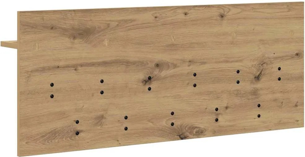 věšák, nástěnný, 1 prkno, háčky, kompozitní dřevo, 40x100x12 cm, dub artisan, Dekorino TK20260019