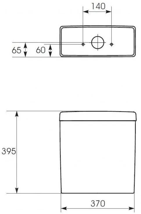 Cersanit Crea, nádržka 011 3/5l spodní přívod vody, bez mechanismu, bílá, K673-005