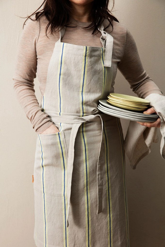 Kuchyňská zástěra Hale s pruhy béžová