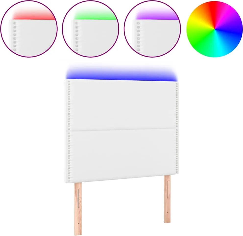 Čelo postele s LED bílé 100x5x118/128 cm umělá kůže 3122369
