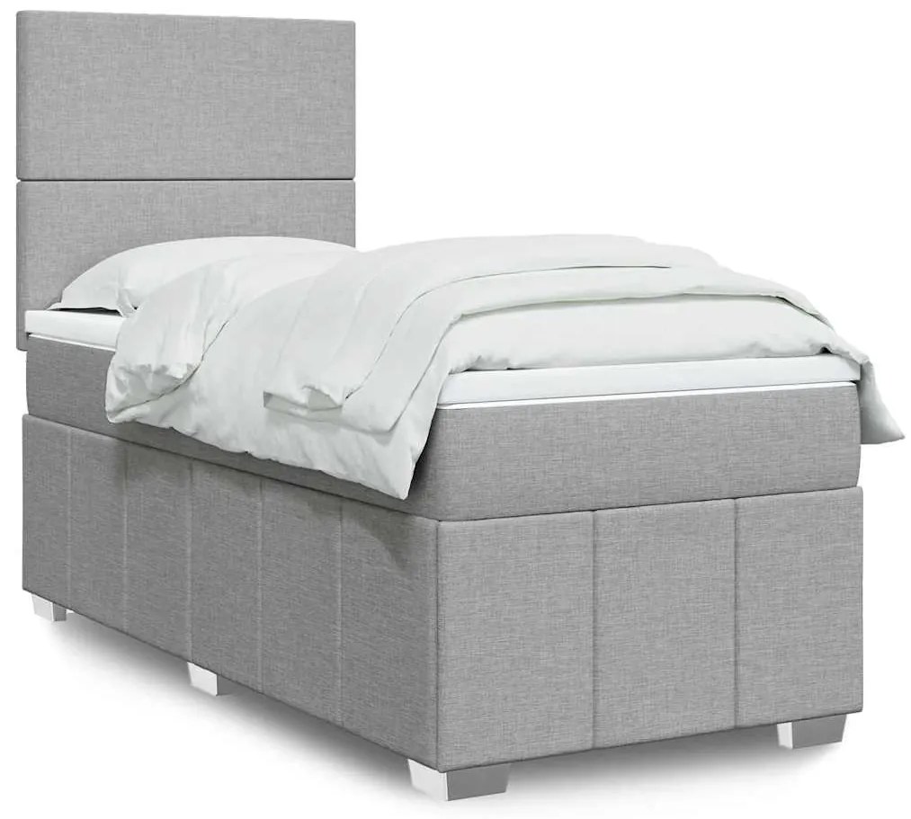Box spring postel s matrací světle šedá 80 x 200 cm textil 3293788