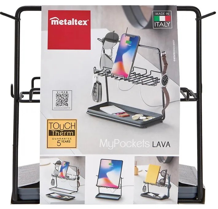 Černý kancelářský organizér Metaltex My Pocket