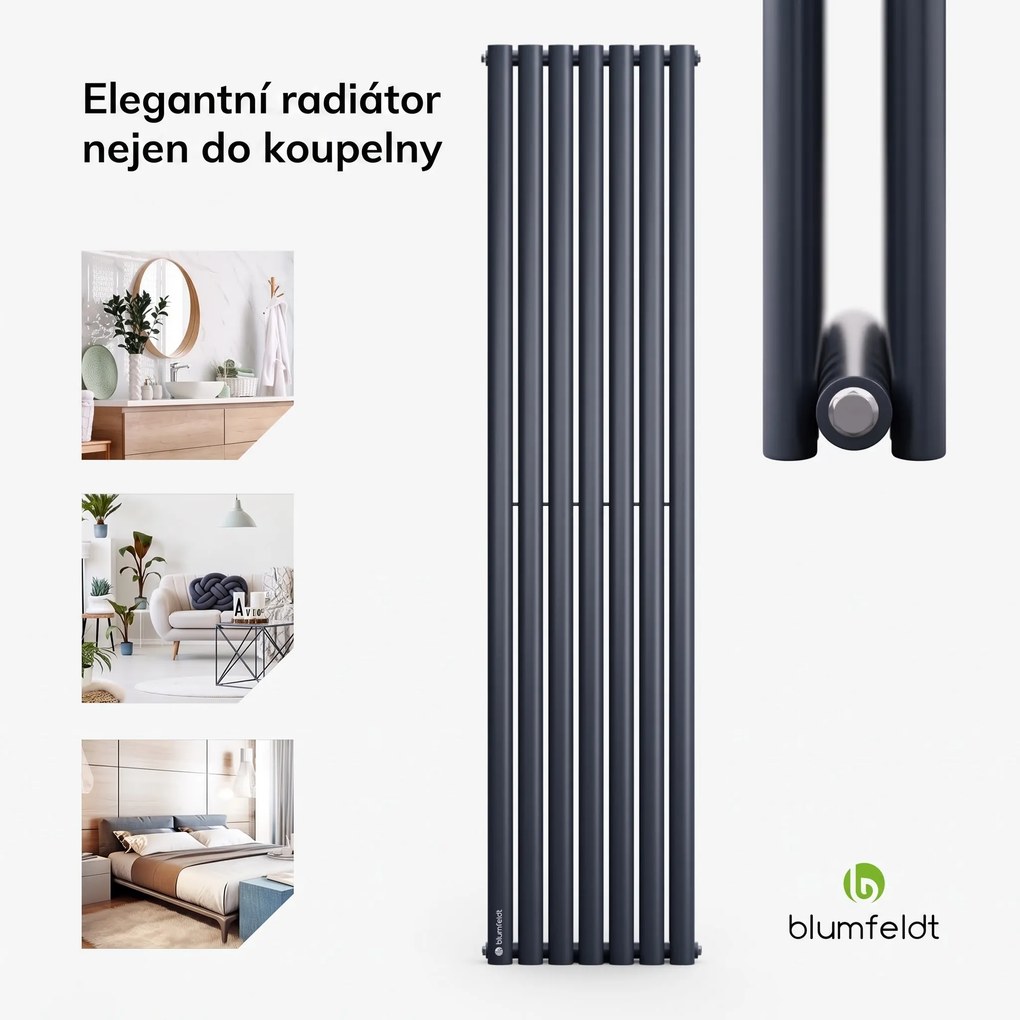 Blumfeldt Tallheo, 41 x 180, radiátor, koupelnový radiátor, trubkový radiátor, 691 W, teplá voda, 1/2