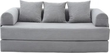 Aosom Skládací kompresní pohovka s pevným kovovým rámem, boční kapsy plus 3 polštáře, 200D x 94Š x 67V cm, světle šedá