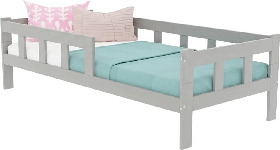Benlemi Jednolůžko FENCE 4v1 se zábranou 90x200 cm + matrace ADAPTIC Zvolte barvu: Světle šedá, Zvolte zábranu: S jednou zábranou vlevo