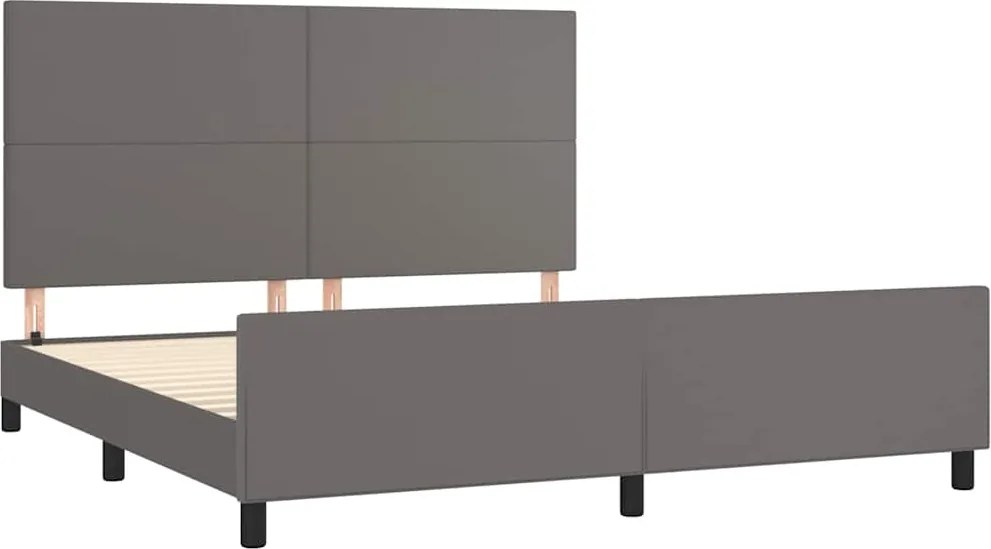 Rám postele s čelem šedý 160x200 cm umělá kůže 3125461