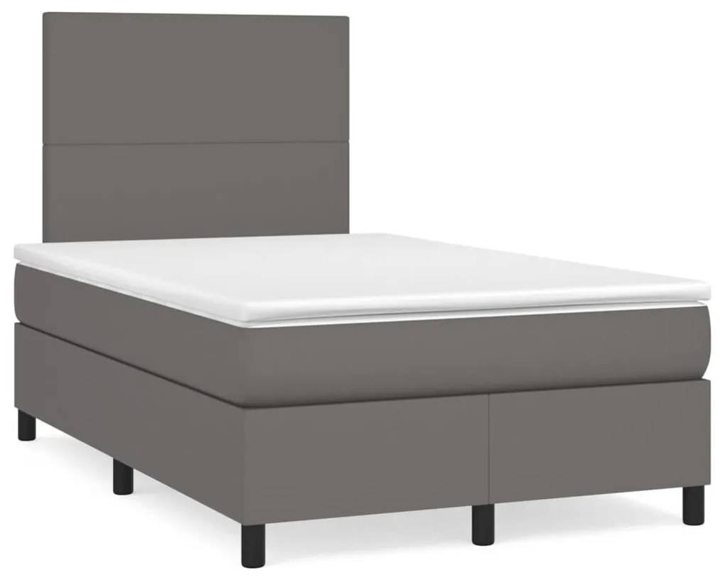 Box spring postel s matrací šedá 120x190 cm umělá kůže