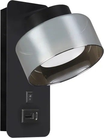 Brilagi - Nástěnná lampa s USB portem AURA LUX 1xGX53/30W/230V černá/kouřová