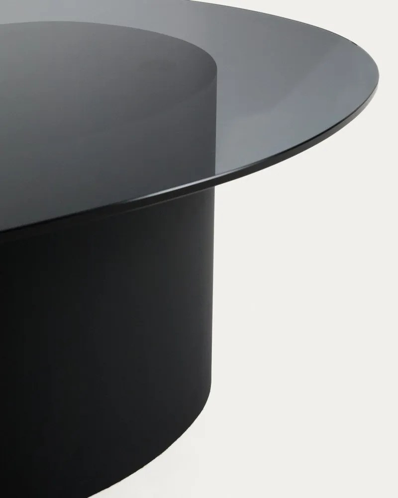 Černý konferenční stolek se skleněnou deskou 74x81,5 cm Olir – Kave Home