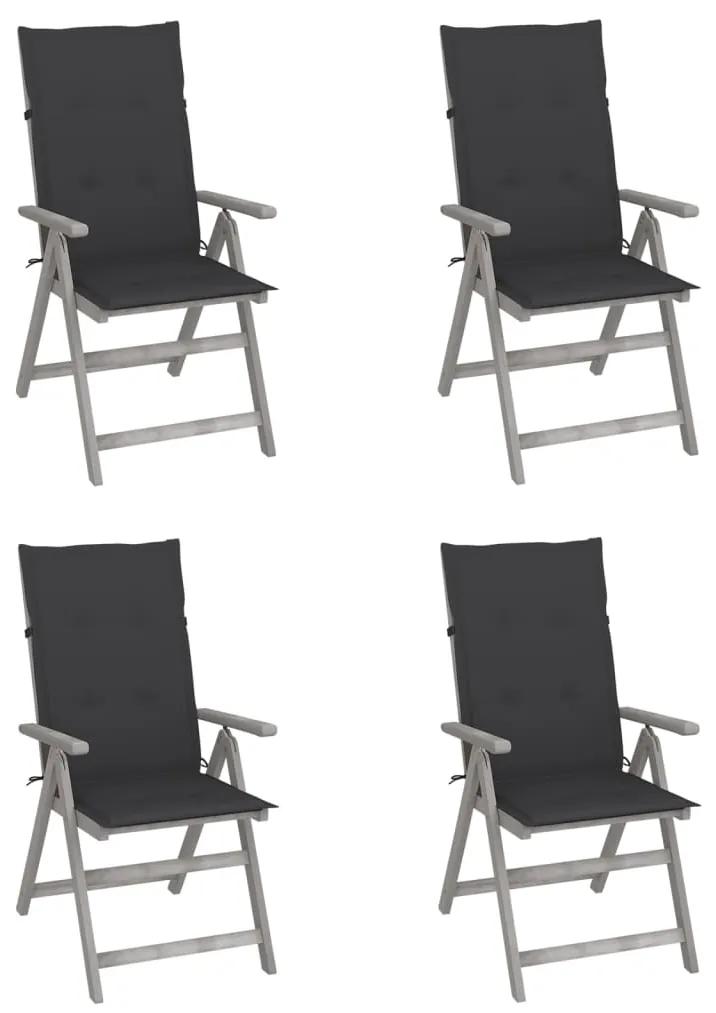 3065377 vidaXL Zahradní polohovací židle s poduškami 4 ks masivní akácie