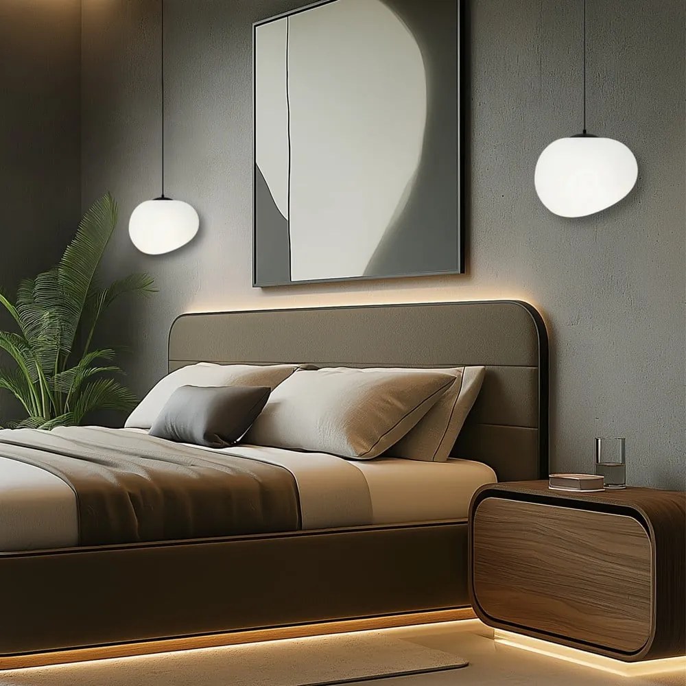 Černo-bílé závěsné svítidlo ø 25 cm Stones – Candellux Lighting
