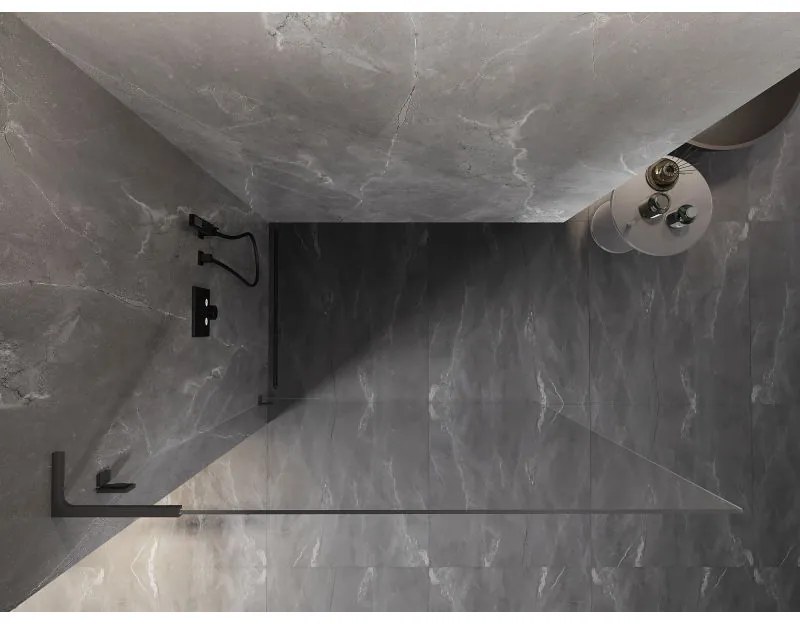 Mexen, Mexen Lunar L sprchová stěna levá 110 x 200 cm, průhledná 8 mm, pistolový kov - 830L-110-000-95-00-L