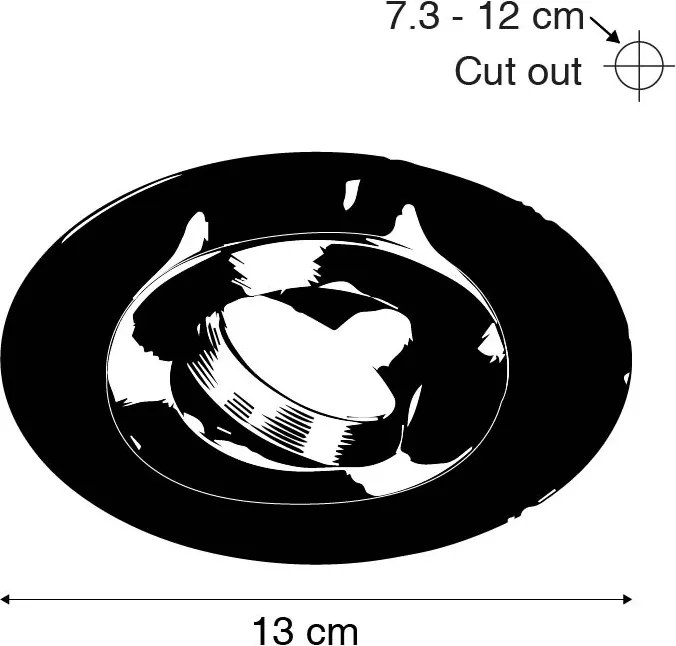 Kulaté zapuštěné bodové světlo černé s naklápěním s krycím kroužkem - Edu