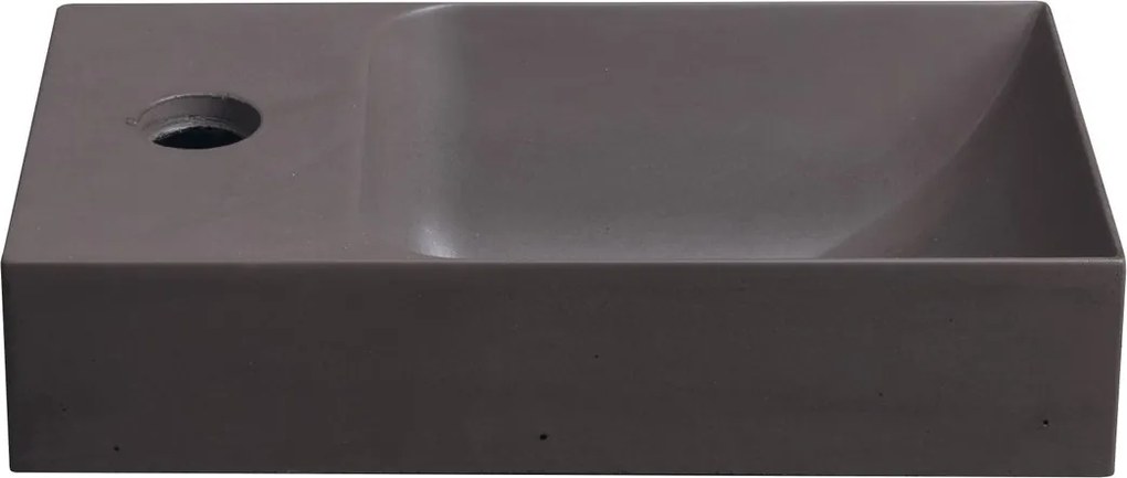 Sapho Sapho, PICCOLINO betonové umyvadlo 30,8x17cm, baterie vlevo, tmavě hnědá, PK30015