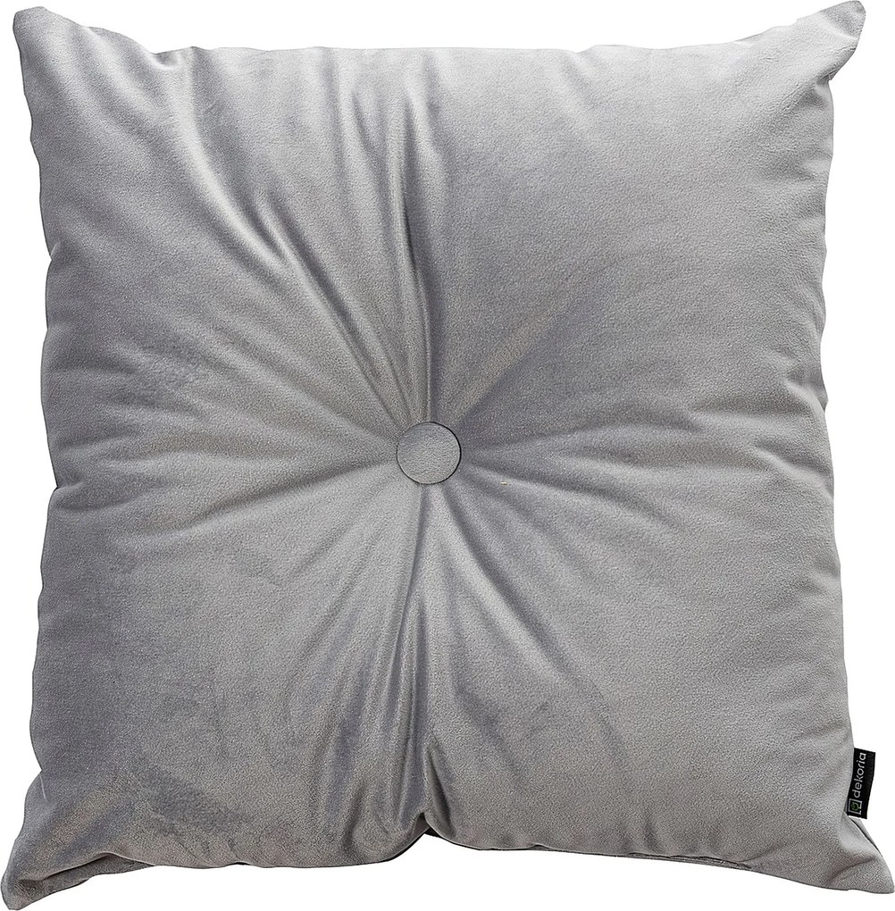 Sametový polštář Velvet s knoflíkem barva šedá látka lesklé, sametová