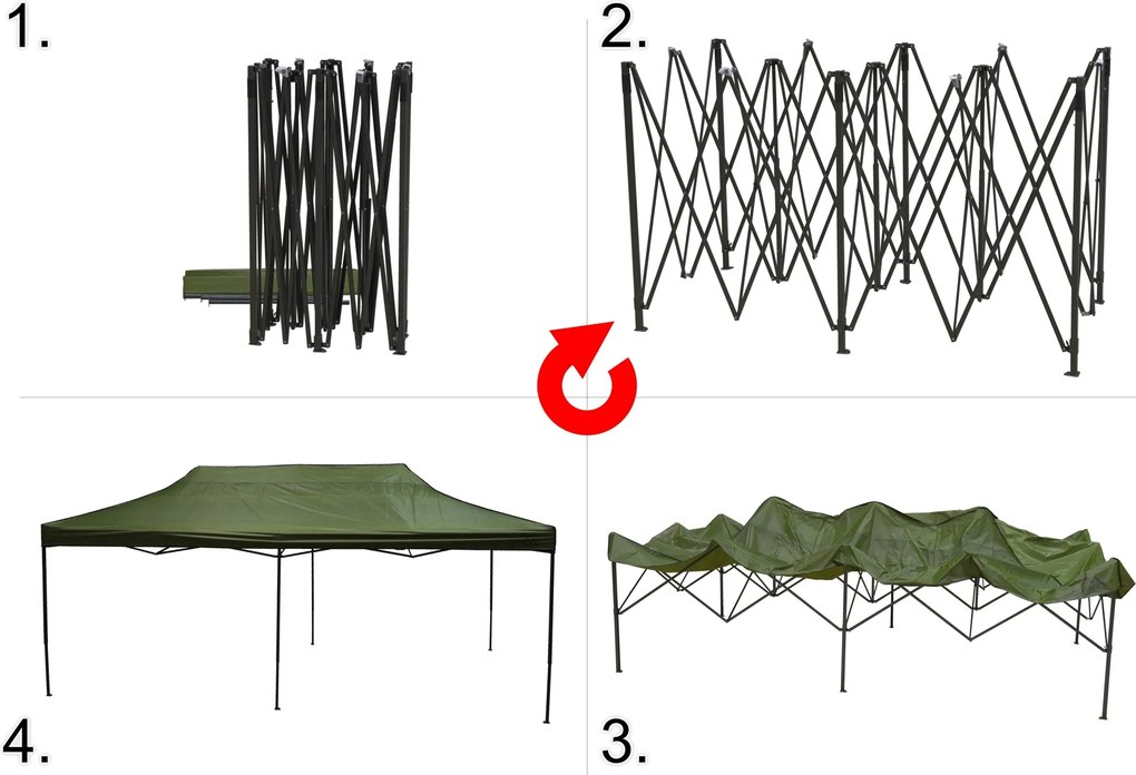 CATTARA Párty stan nůžkový 3x6m zelený WATERPROOF