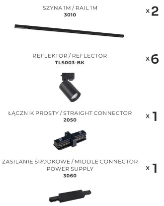 Zuma Line 3025 - Bodové svítidlo v lištovém systému TORE 6xGU10/35W/230V černá