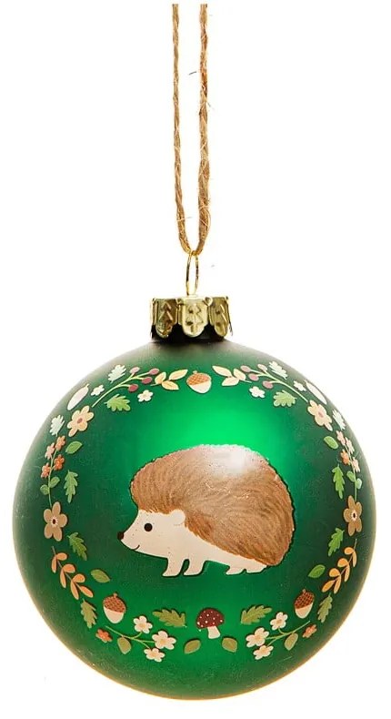 Skleněná ručně vyrobená vánoční koule ø 6 cm Woodland Hedgehog – Sass &amp; Belle