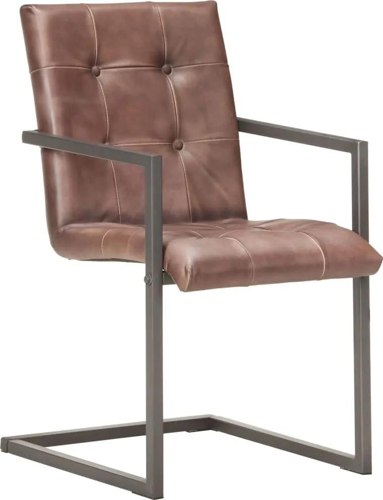 vidaXL Konzolové jídelní židle 2 ks s ošoupáním pravá kůže [321850] Barva: Černá