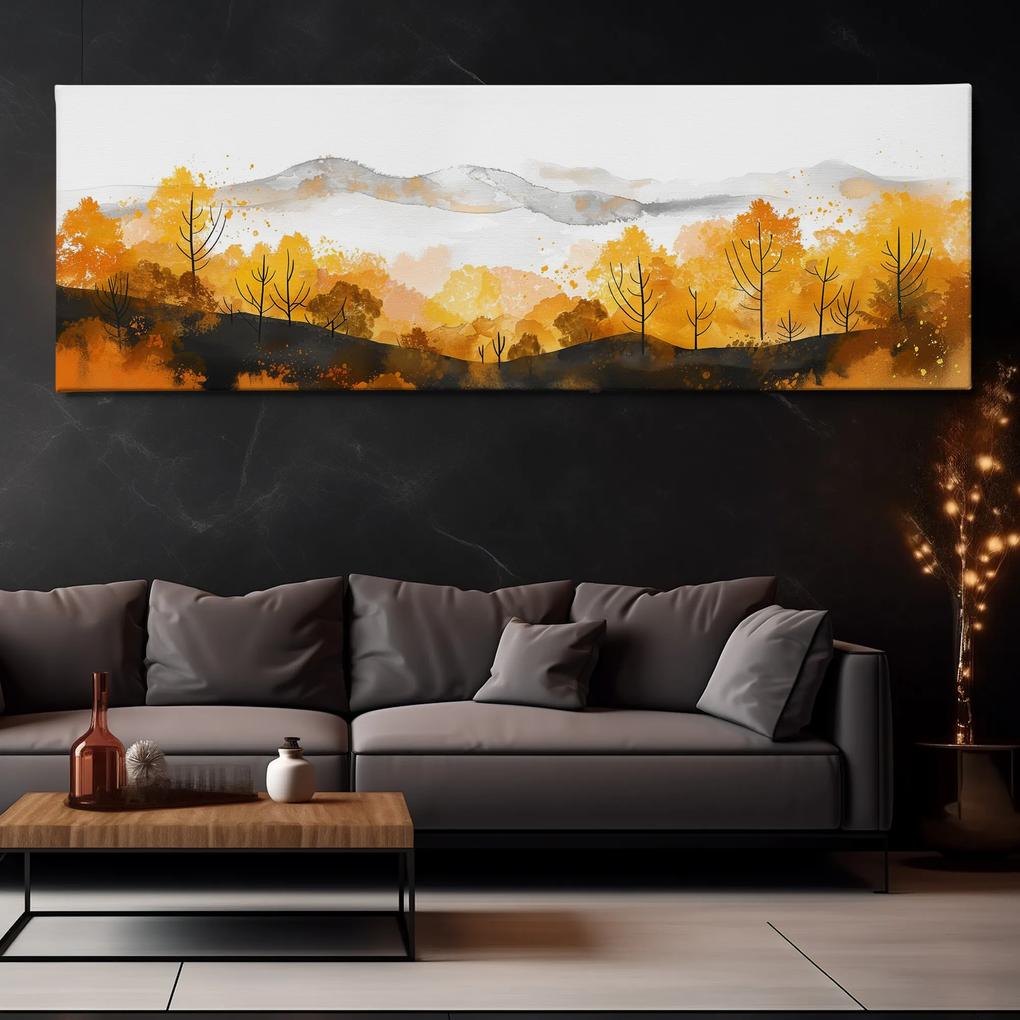 Obraz na plátně - Podzimní seance v údolí FeelHappy.cz Velikost obrazu: 60 x 20 cm