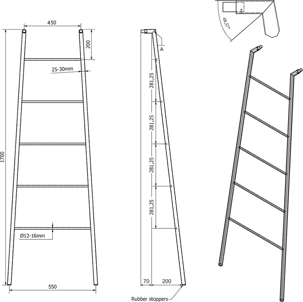Sapho Sapho, SEGA Sušák ručníků 550x1700x70 mm, nerez lesk, SE103