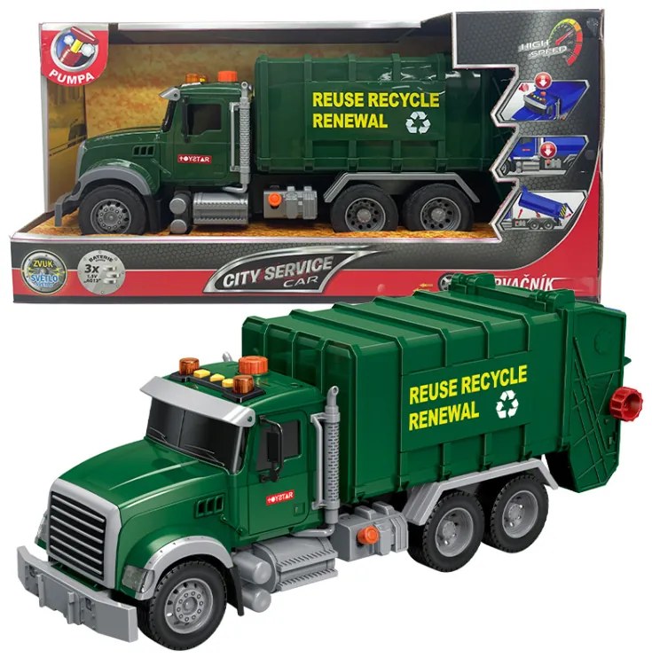 CITY SERVICE CAR - 1:14 Popelářské auto zelené
