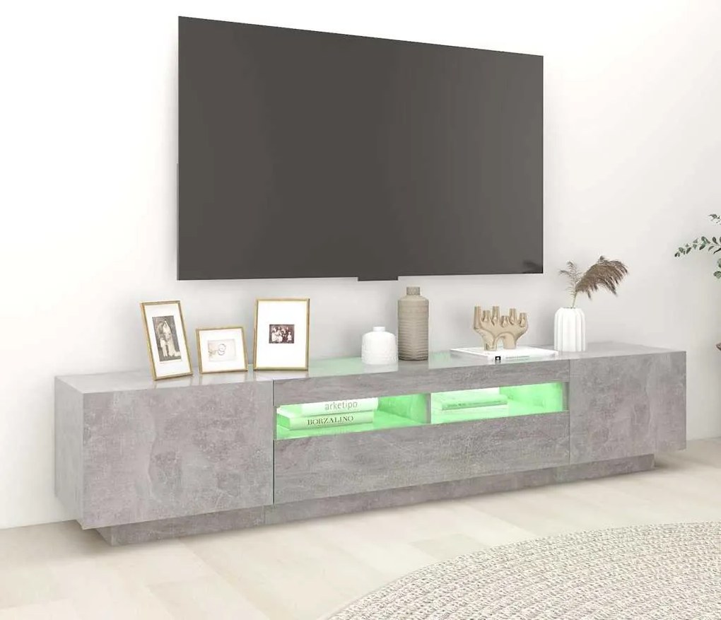 TV skříňka s LED osvětlením betonově šedá 200 x 35 x 40 cm 3081910