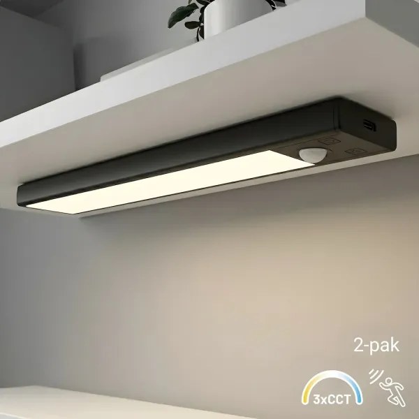 SADA 2x LED Nab. osvětlení nábytku se senz. VIRO LED/1W/800 mAh 20 cm CCT černá