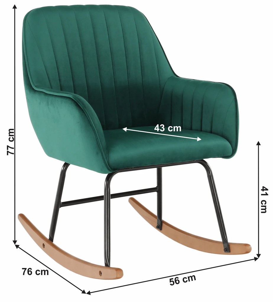 Vikio Houpací křeslo, zelená Velvet látka, TARAM