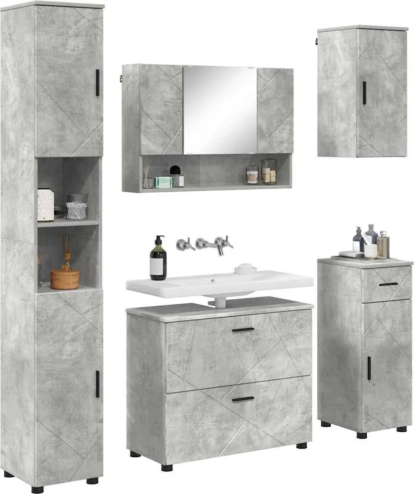 Sada koupelnového nábytku 5 ks Betonově šedá 35 x 30 x 192 cm 3393076