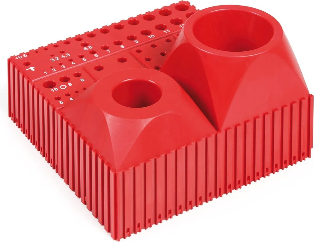 Plastový box pro ukládání šestihranných klíčů 2–10 mm, modul 5x5, 8 dutin, červená