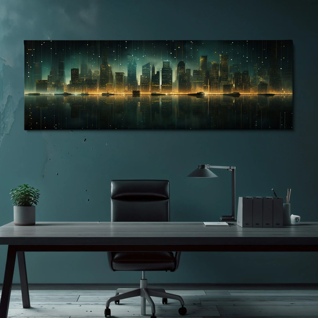 Obraz na plátně - Futuristické město - Abstrakce - Metropole budoucnosti FeelHappy.cz Velikost obrazu: 120 x 40 cm