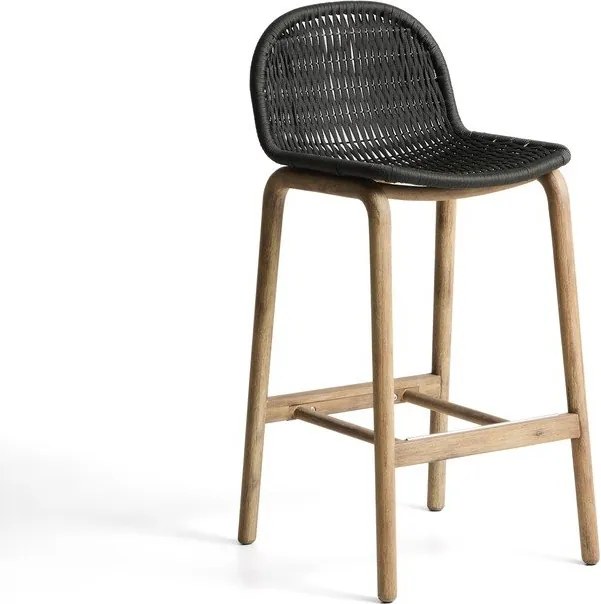 Tmavě šedá dřevěná zahradní barová židle Alipa – Kave Home