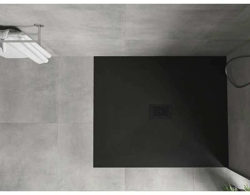 Mexen Hugo, obdélníková sprchová vanička SMC 110 x 100 cm, černá, černá krytka, 42701011-B