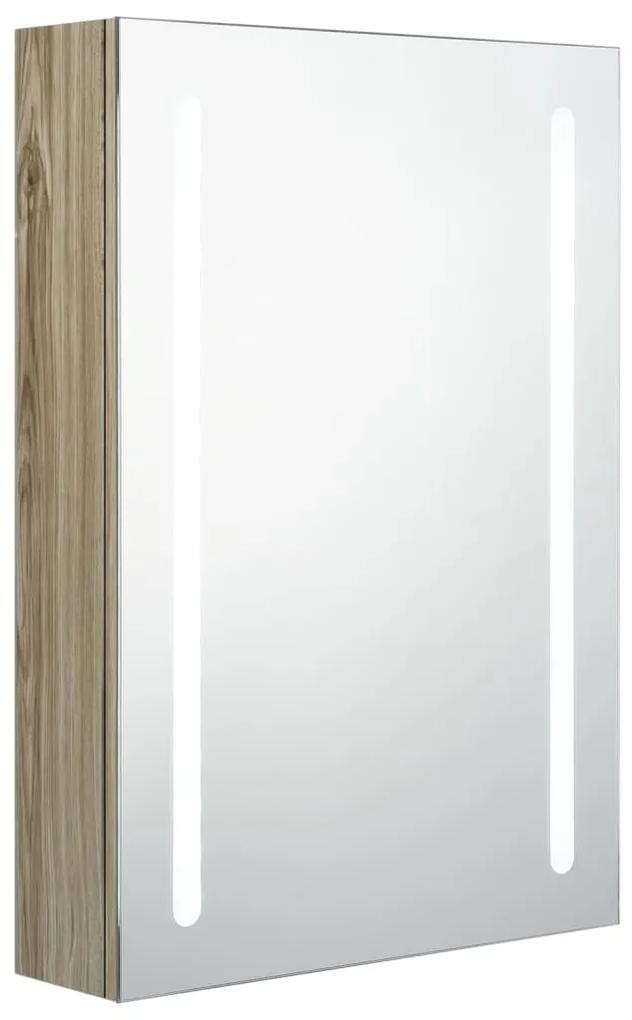 LED koupelnová skříňka se zrcadlem dub 50 x 13 x 70 cm