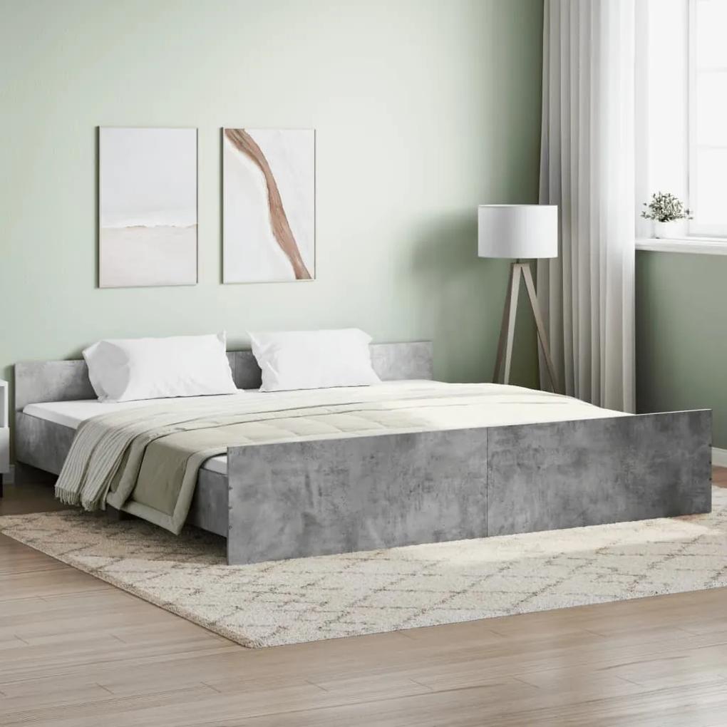 Rám postele s hlavovým a nožním čelem betonově šedý 200x200 cm,  3203736
