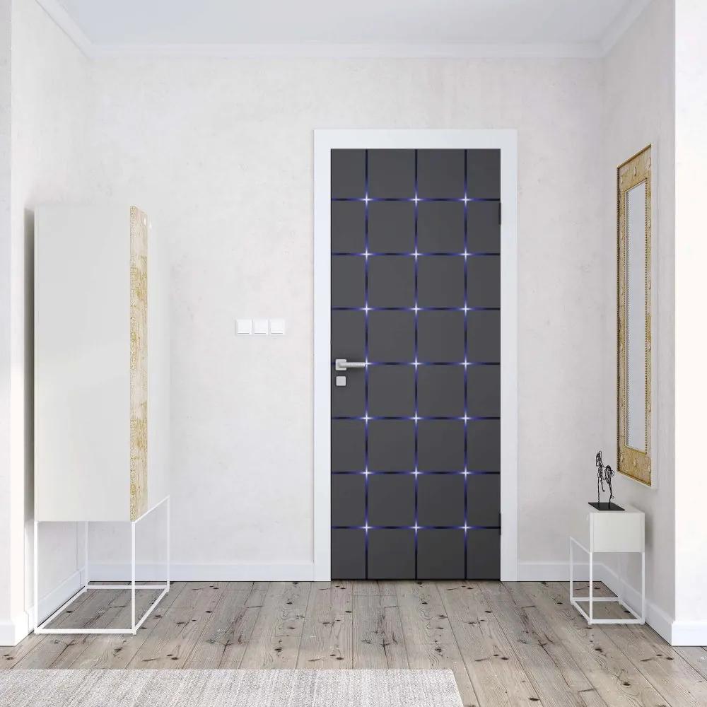 GLIX Fototapeta na dveře - Modern Design Black And Blue Squares Lights | 91x211 cm