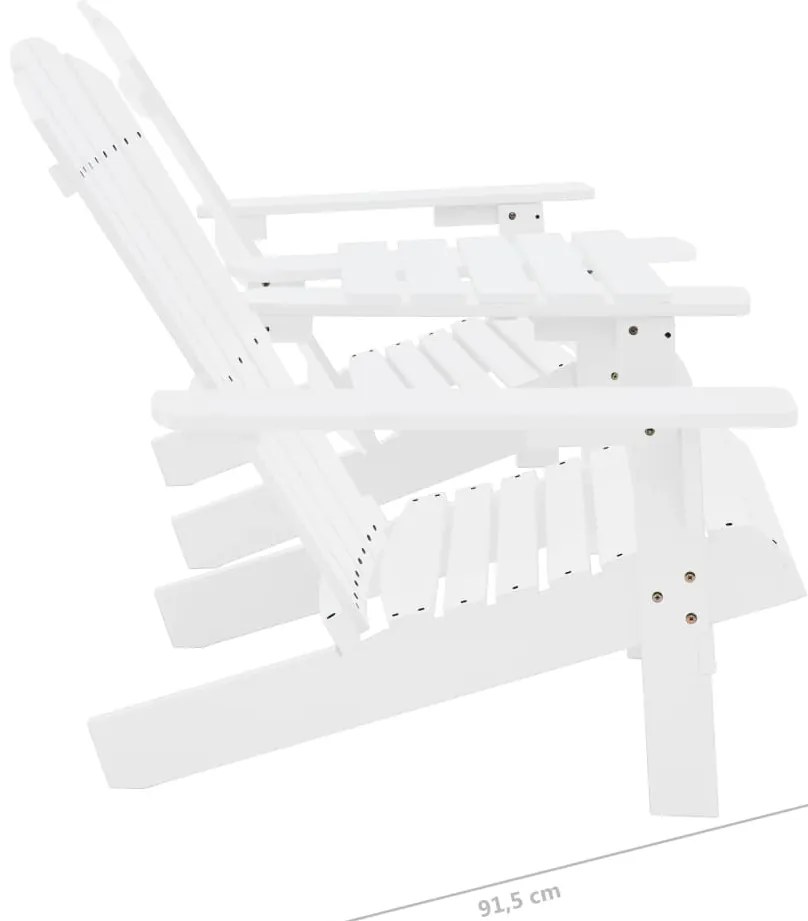 vidaXL Marketos Zahradní židle Adirondack s čajovým stolkem masivní jedle bílé