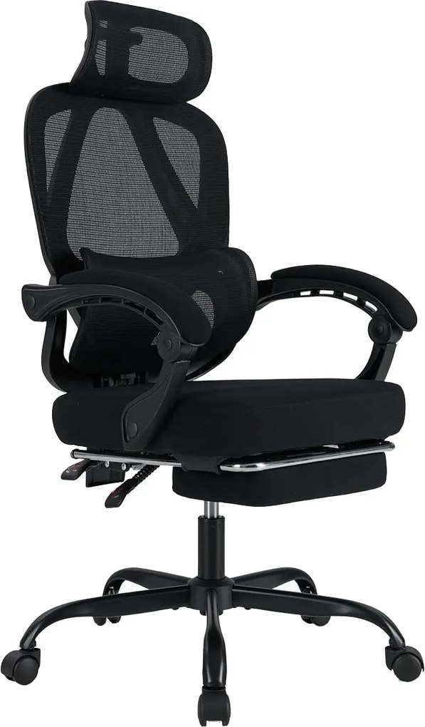 Costway Kancelářské křeslo ergonomické se zasouvací opěrkou nohou psací židle