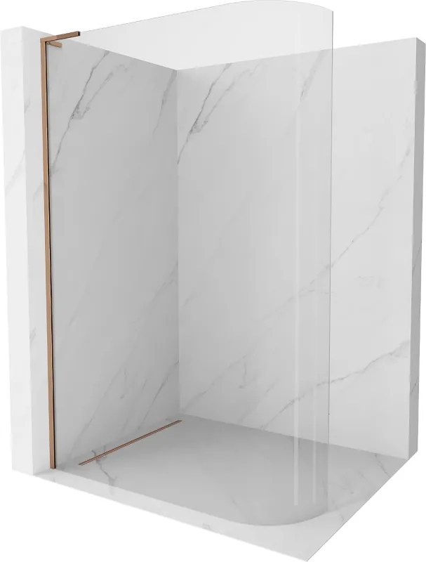 Mexen Kioto L, sprchová zástěna Walk-In 80 x 200 cm, 8mm čiré sklo, růžové zlato profil, 800-080-103-60-06