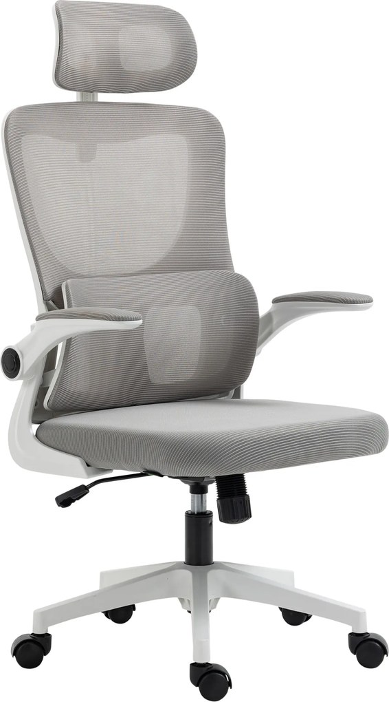 Ergonomická kancelářská židle Vinsetto, pracovní židle s nastavitelnými opěrkami, opěrkou hlavy, naklápěcí funkcí, výškově nastavitelná otáčecí židle…