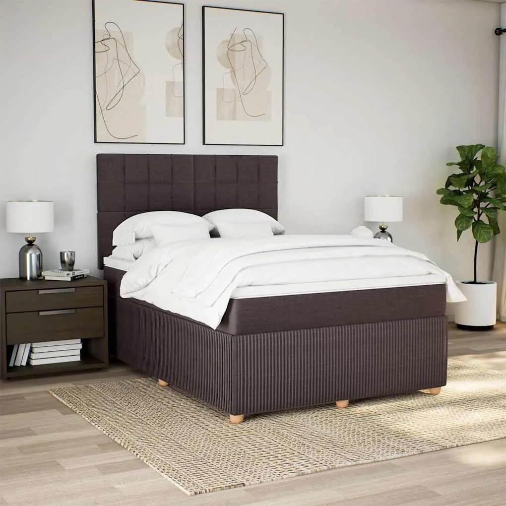 Box spring postel s matrací tmavě hnědá 140x190 cm textil 3294354