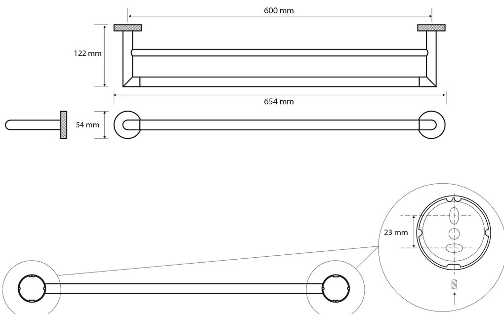 Sapho Sapho, LARISSA dvojitý držák ručníků 600mm, černá/zlato mat, WS011BG